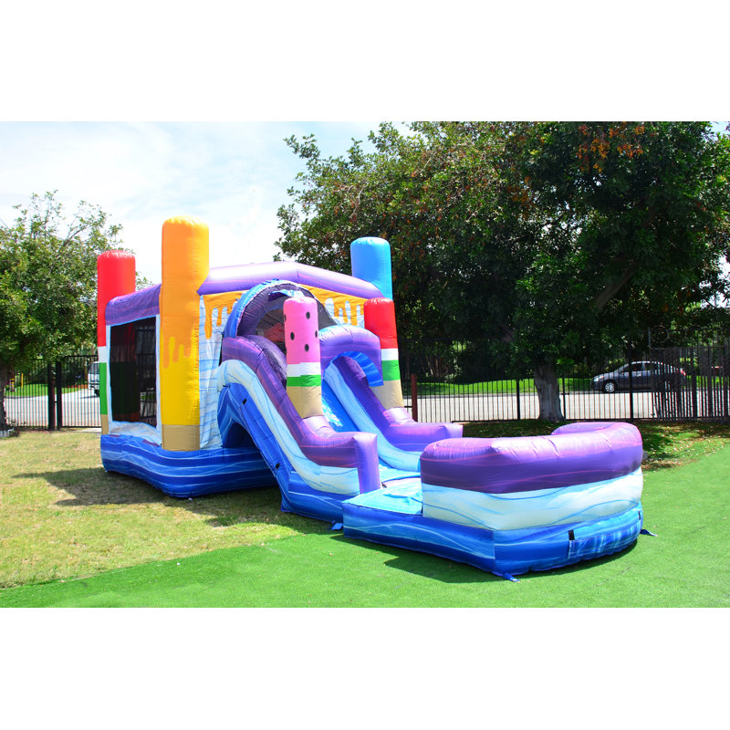 JumpOrange Ice Pops Bounce House Water Slide Combo with Splash Pool ...