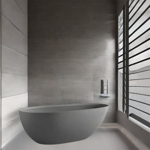 TONWIN 67'' x 33.5'' Freestanding Soaking Solid Surface Bathtub with ...