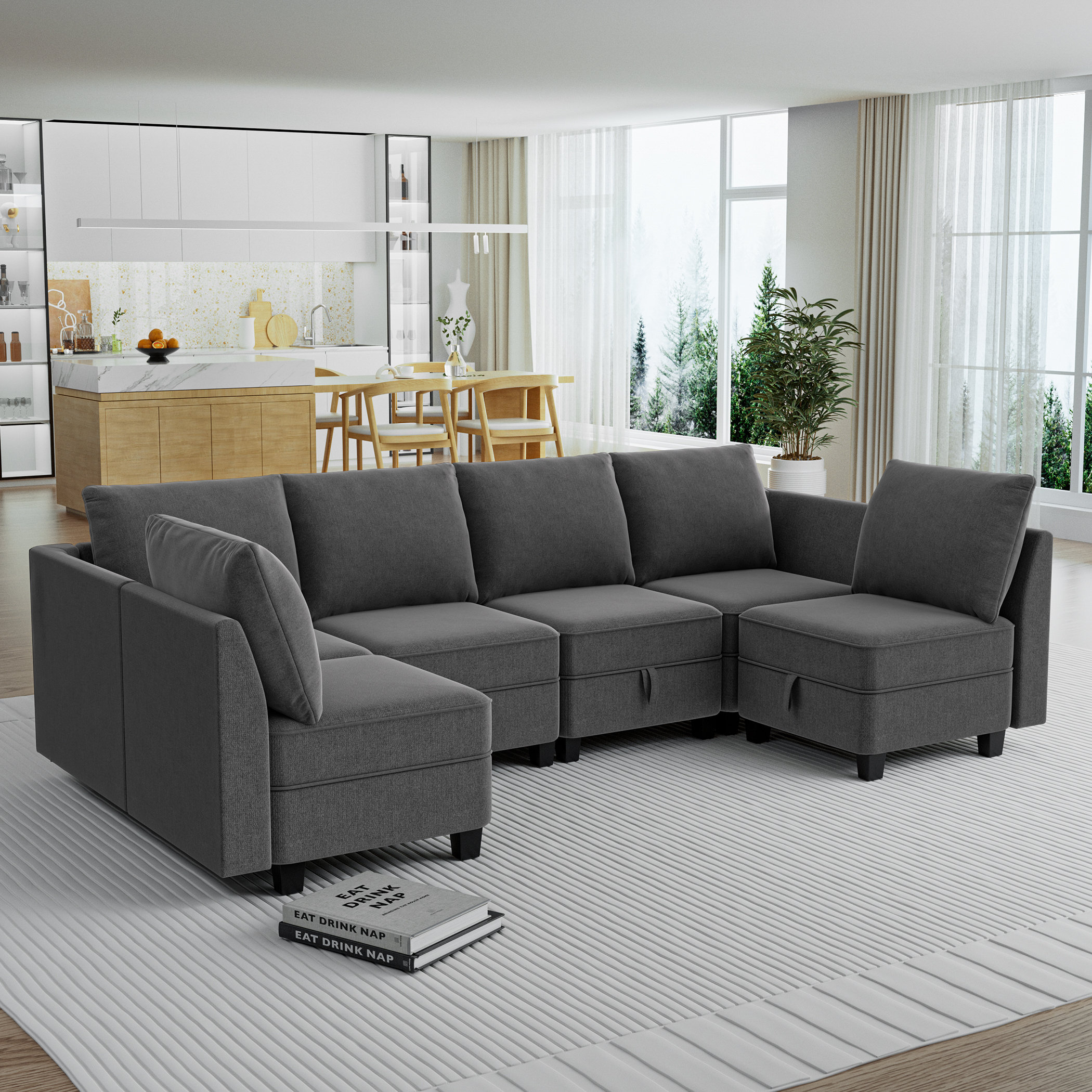 Ebern Designs Vumece Modular Sectional Sofa, Convertible U Shaped ...