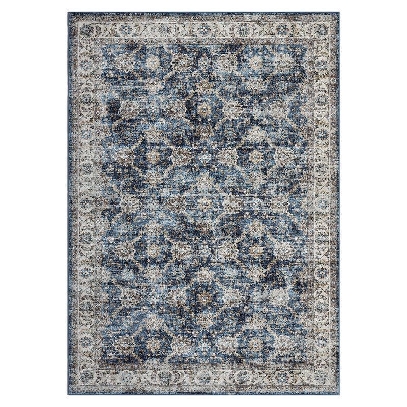 Bungalow Rose Oriental Machine Washable Rug Non-Slip Area Rug Vintage ...