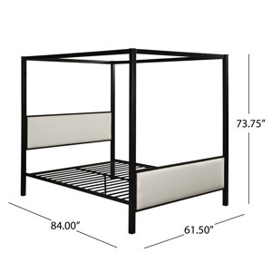 Williston Forge Semple Upholstered Metal Canopy Bed & Reviews | Wayfair