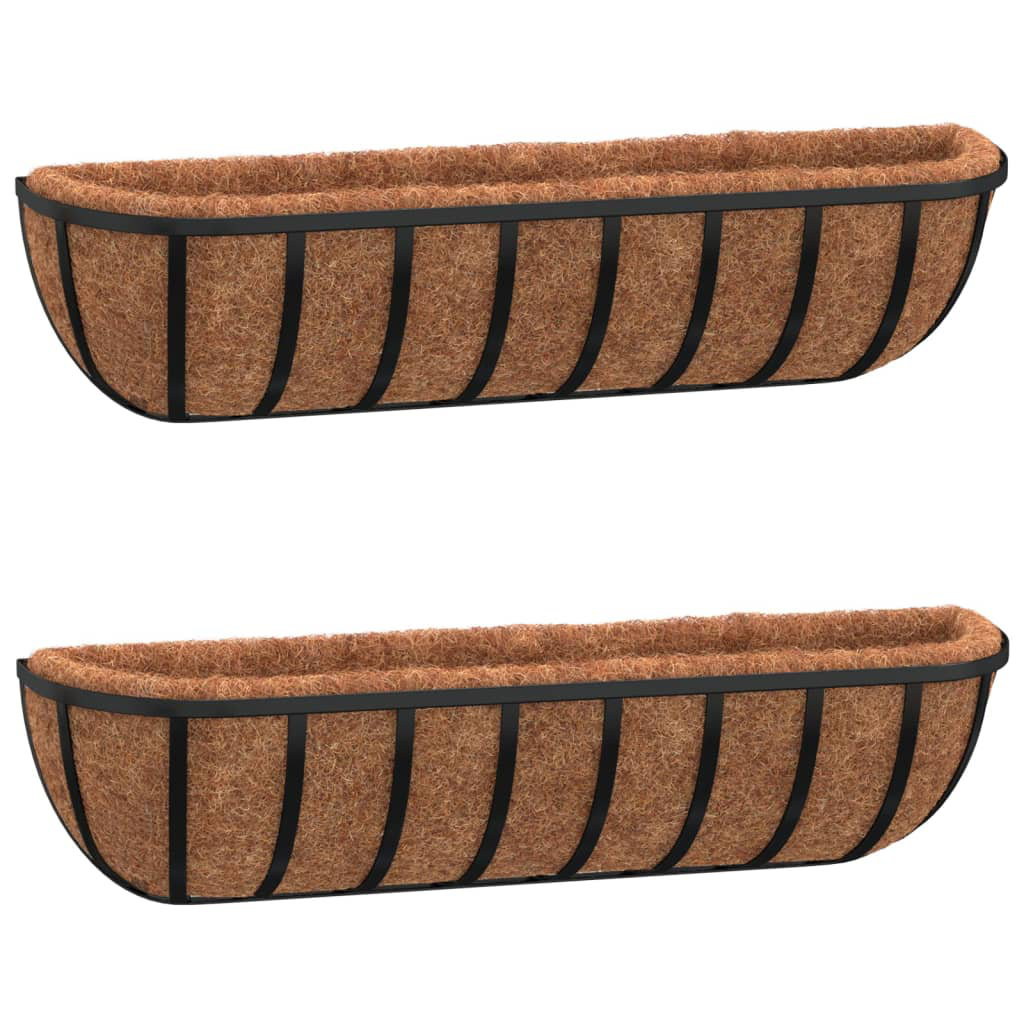 Winston Porter Wall Troughs 2 Pcs With Coco Liners Black Steel | Wayfair