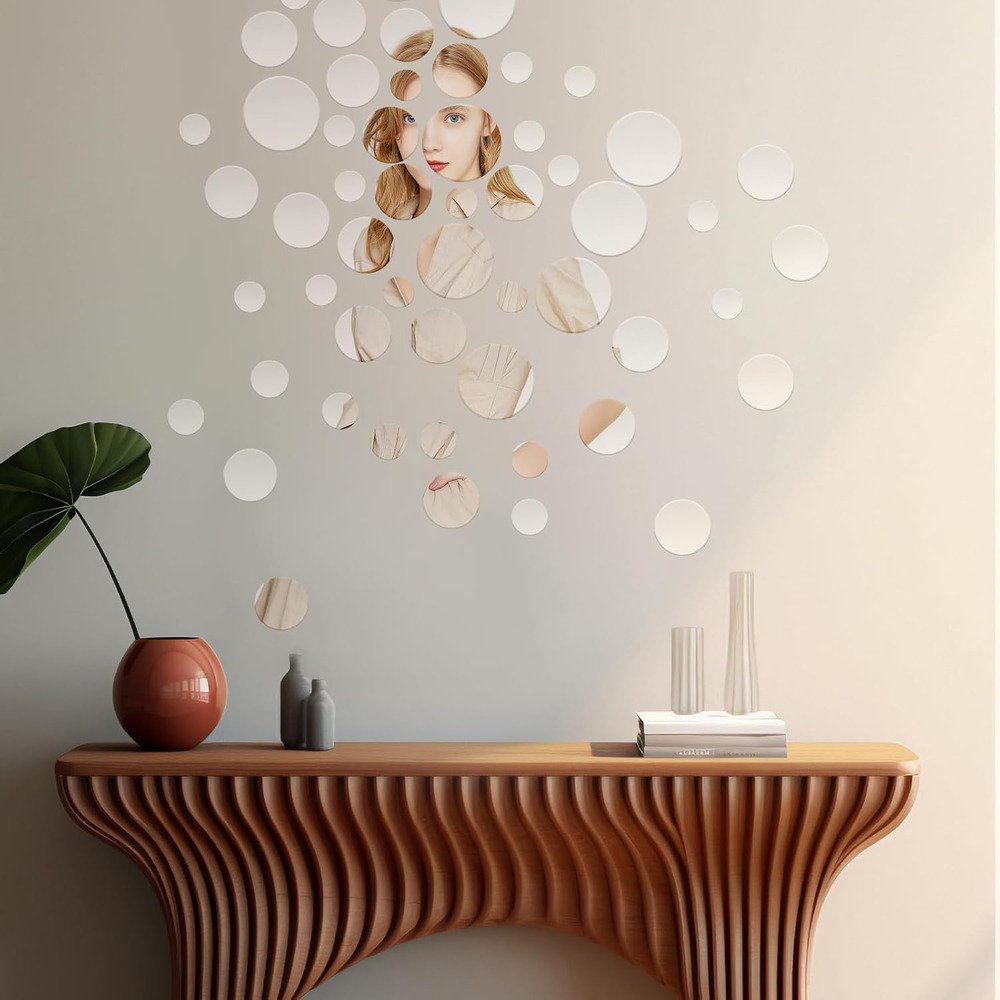 Wrought Studio™ 40Pcs Mirror Stickers For Walls,Small Circle Mirror,Non ...