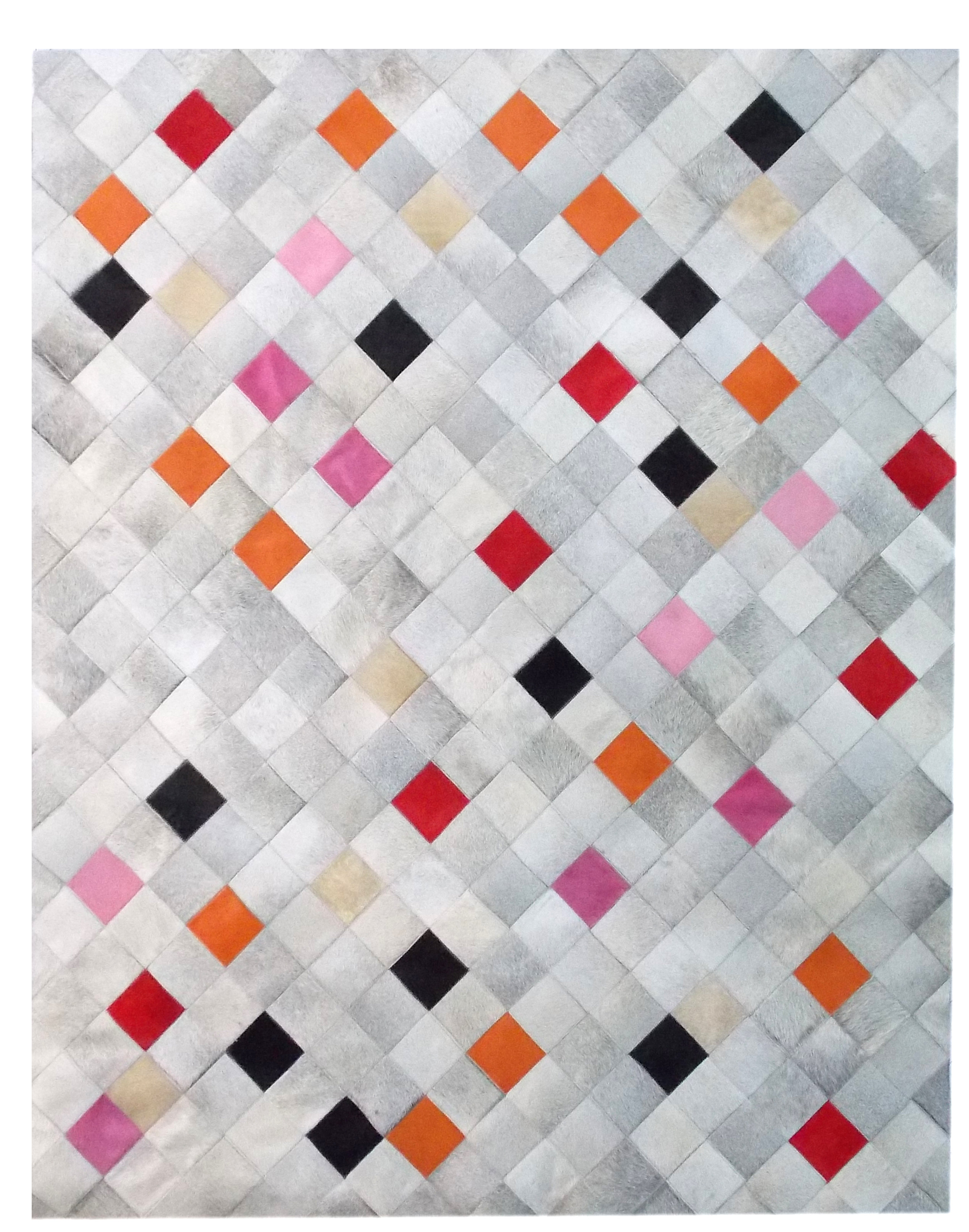 Art Hide Falling Squares Rectangle 5'2" x 6'6" Cowhide Argyle Area Rug ...