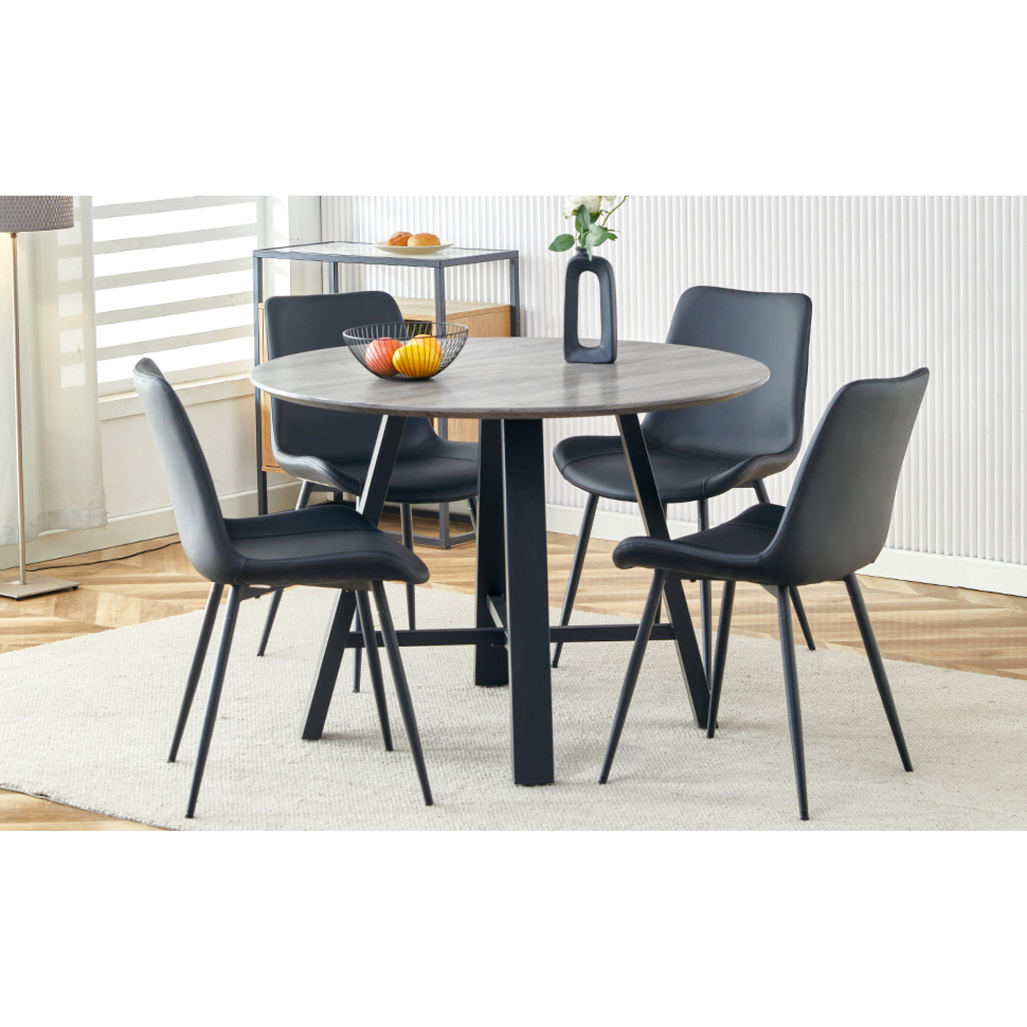 George Oliver Modern Minimalist 42" Round Mdf Dining Table Set With 4 ...