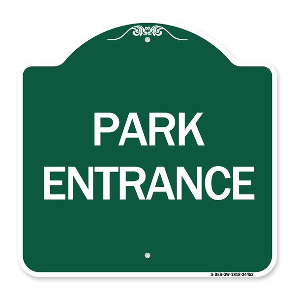 Signmission Designer Series Sign - Park Entrance | Green & White 18" X ...