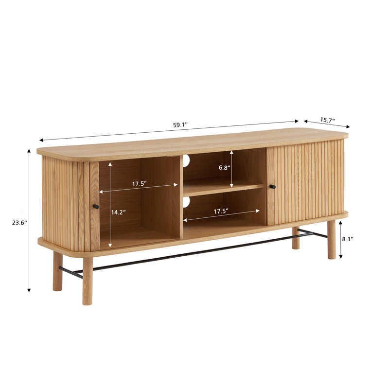 George Oliver Mudsay ash tv stand with tambour doors | Wayfair