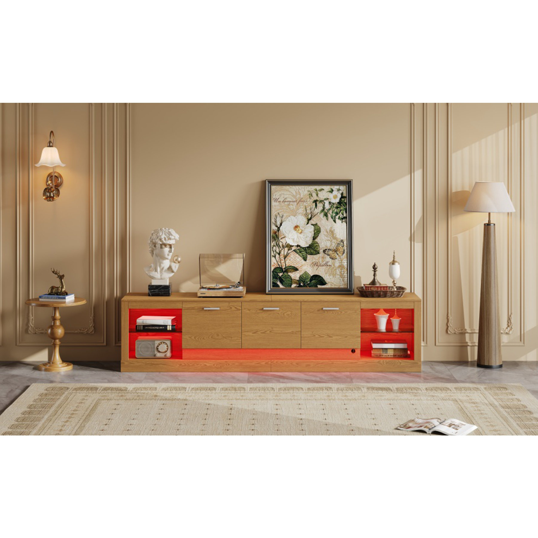 Fu Owner 78'' Modern TV Stand with Cabinets& Open Compartments ...