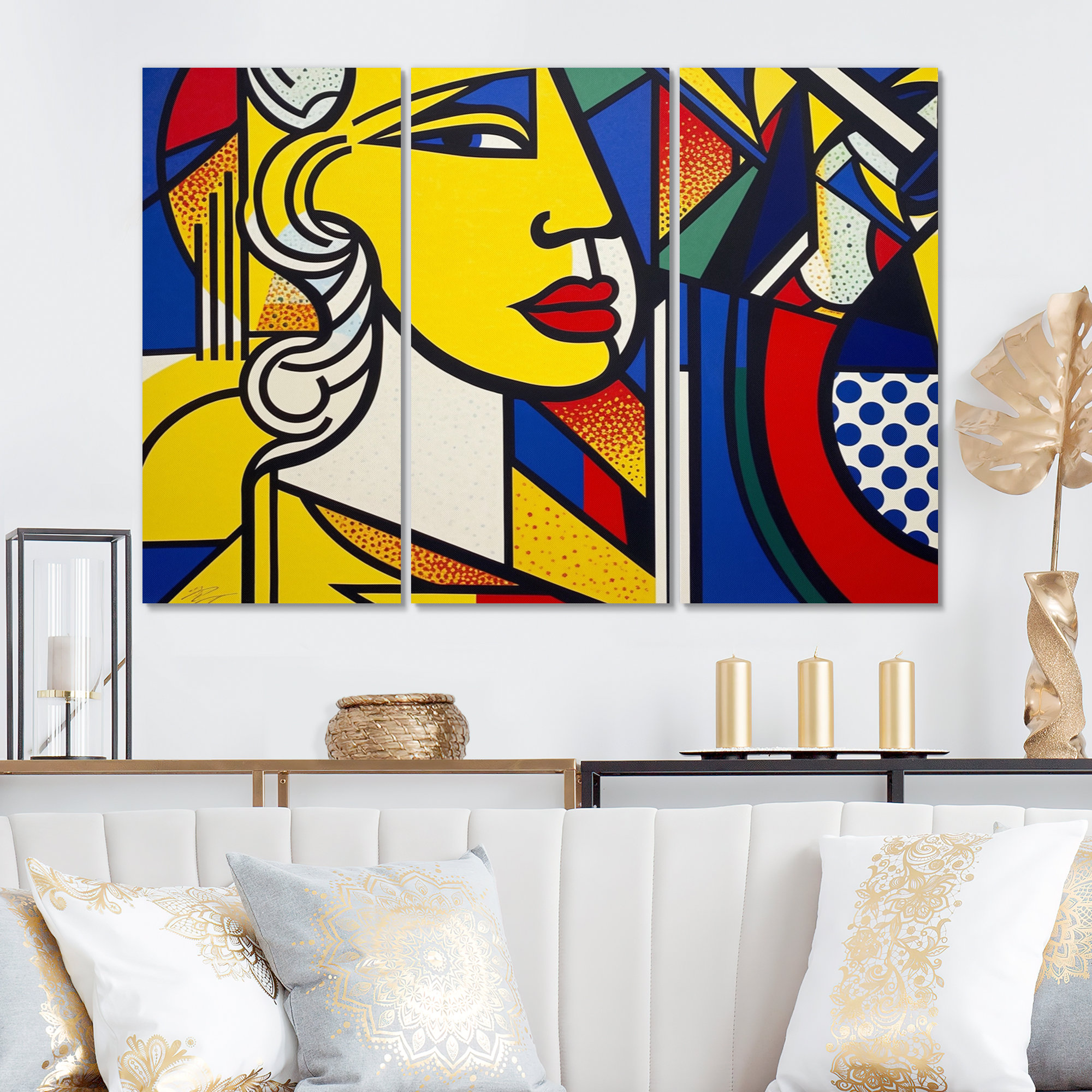 Wrought Studio™ Cubic Woman Portrait I - 3 Piece Wrapped Canvas Print ...