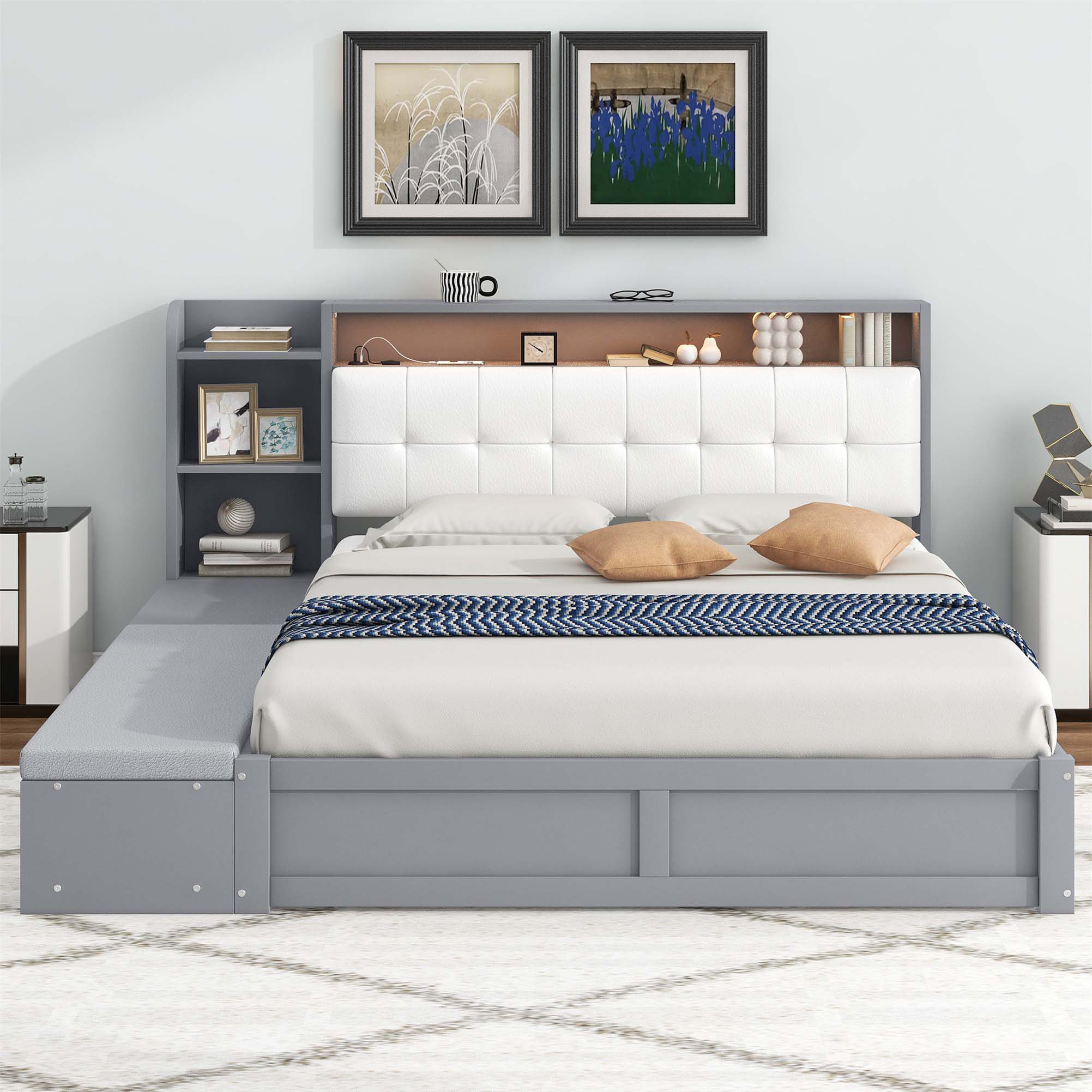 Latitude Run® Falken Platform Bed Frame With Upholstery Headboard And ...