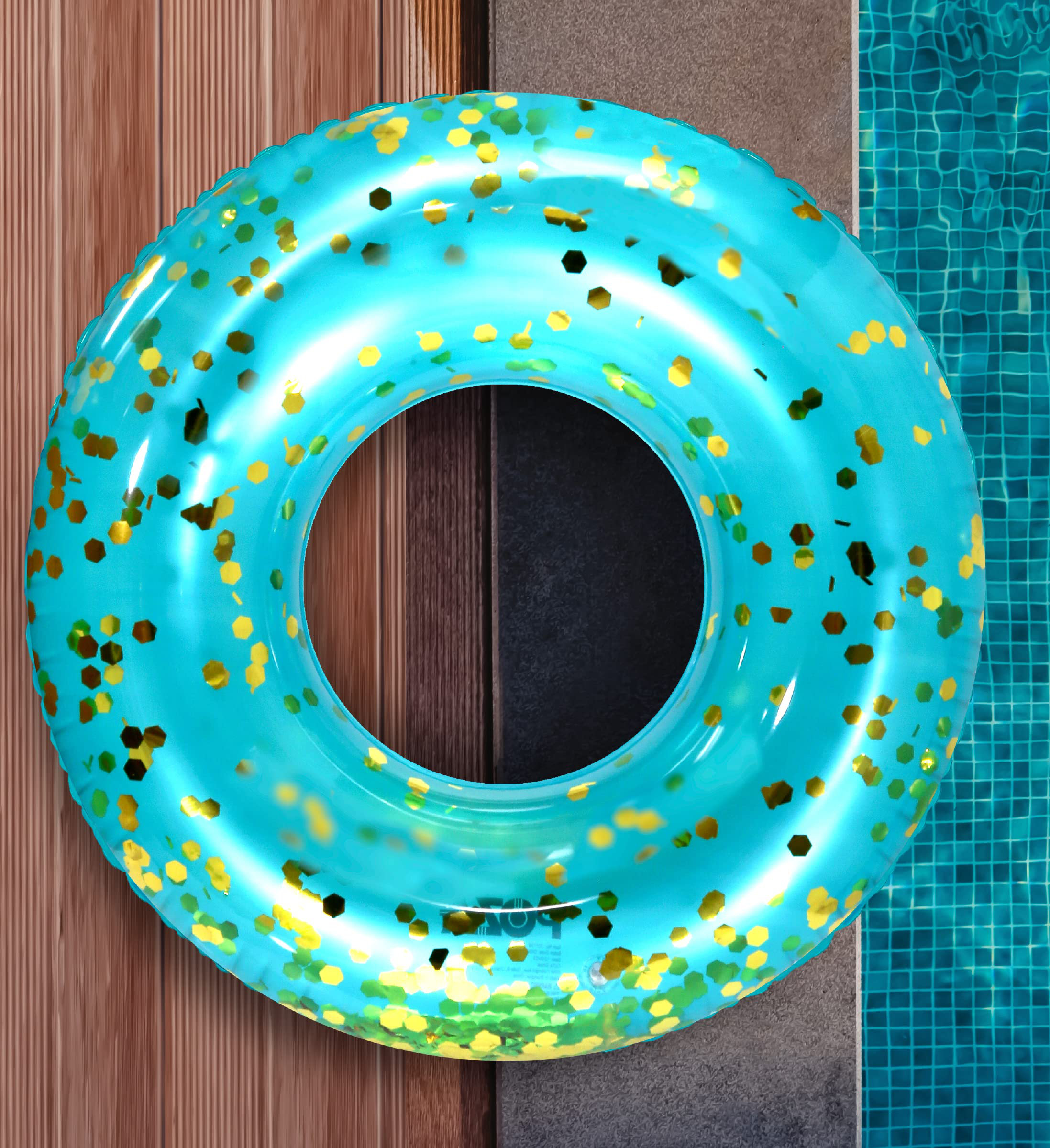 Zeki Shoggy Inflatable Pool Float Tube Confetti Premium Swim Ring Heavy ...