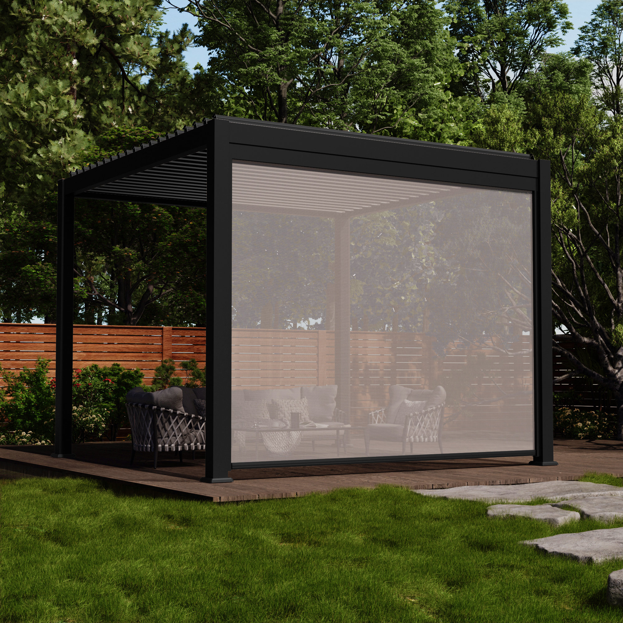 Causeway Bay Pergola Wind Resistant Manual Side Shade/ Screen ...