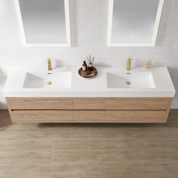 AllModern Vali 84" Double Sink Bath Vanity in North American Oak with ...