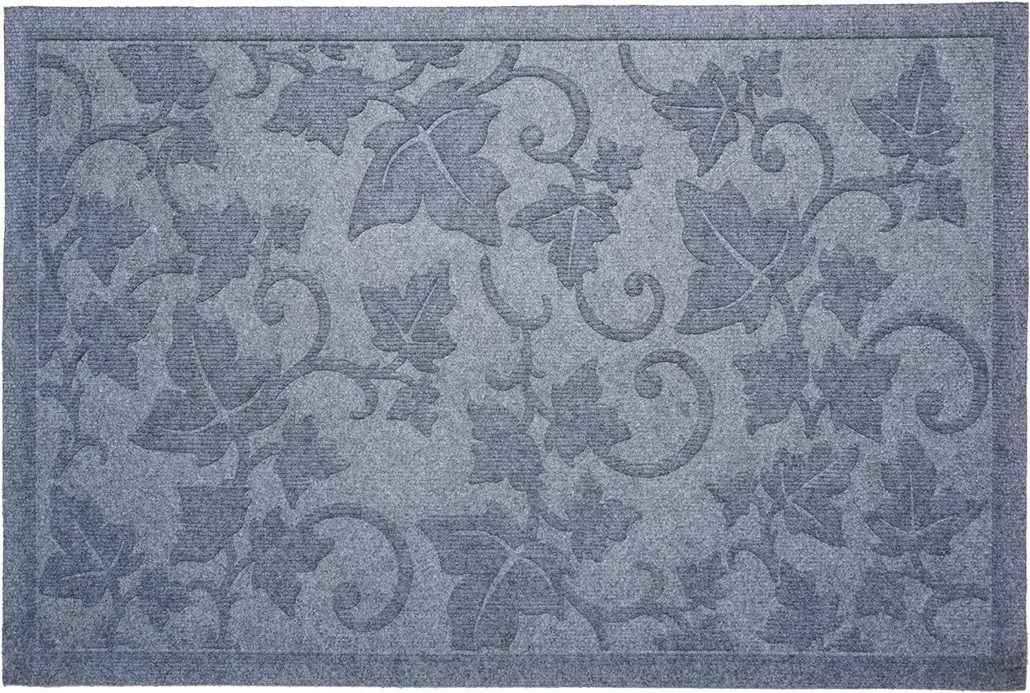 HomeRoots 36" Light Gray Rubber Botanical Leaves Outdoor Door Mat | Wayfair