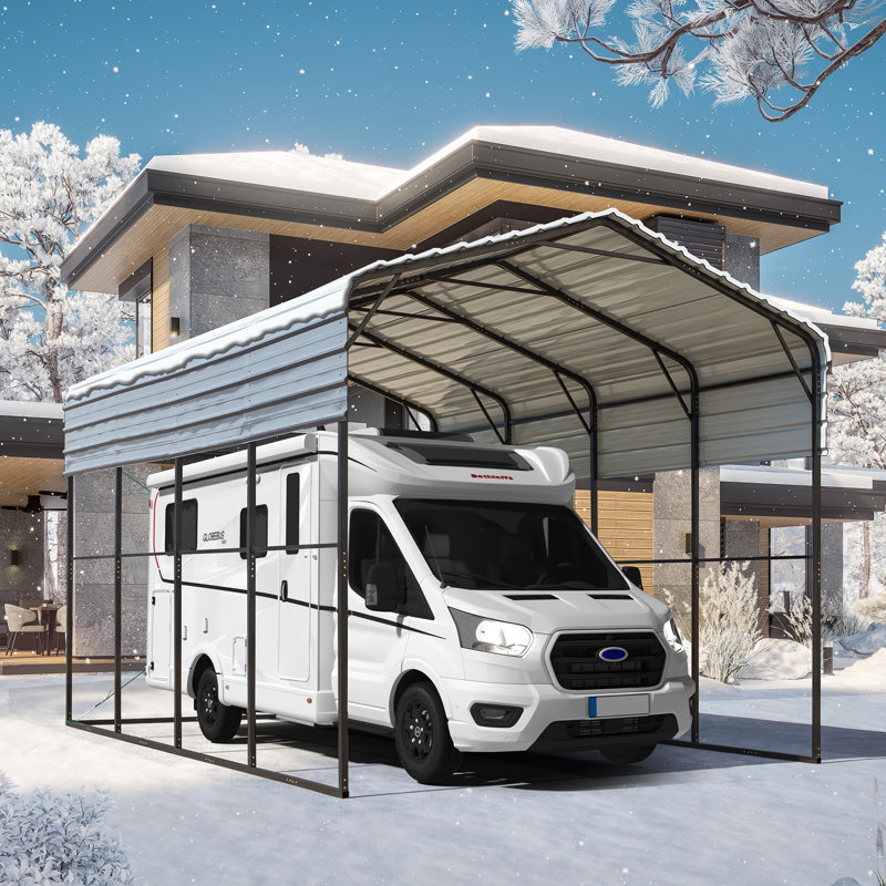 EROMMY 14 Ft. W X 20 Ft. D RV Metal Carport,Car Canopy and Storage Shed ...