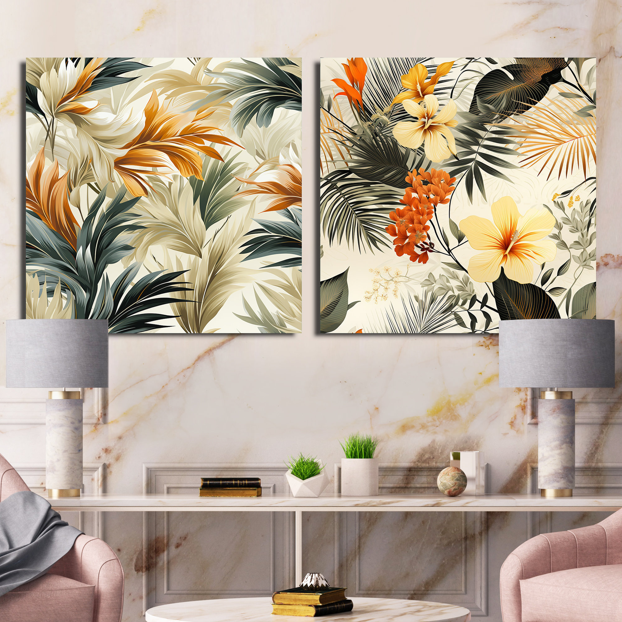 Design Art Natural Elements Tropical Pattern - Tropical Square Collage ...