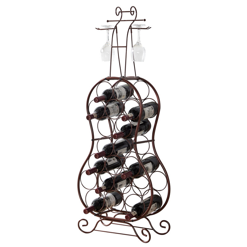 InRoom Designs Cello-Shaped 19-Bottle Bronze Metal Wine Rack | Wayfair