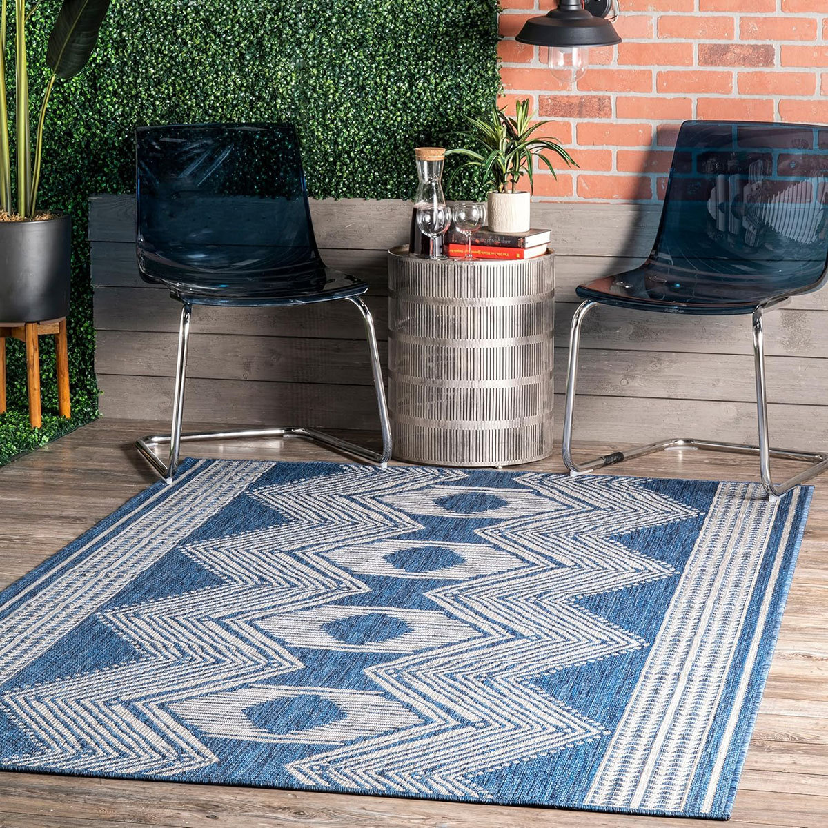 Union Rustic 4' X 6' Outdoor Tribal Geometric Area Rug, Stain Resistant ...