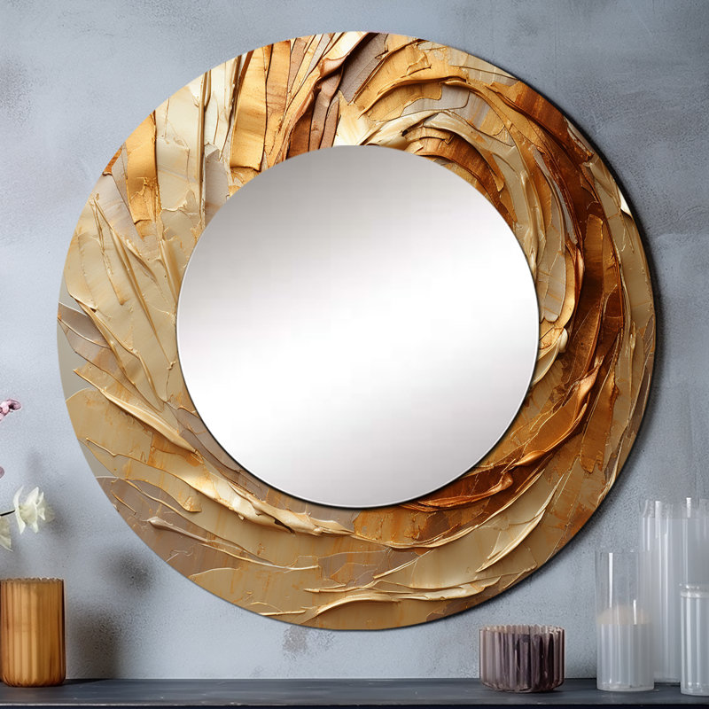 Design Art Brown Gilded Mocha Spiral - Abstract Spirals Mirror, Brown ...