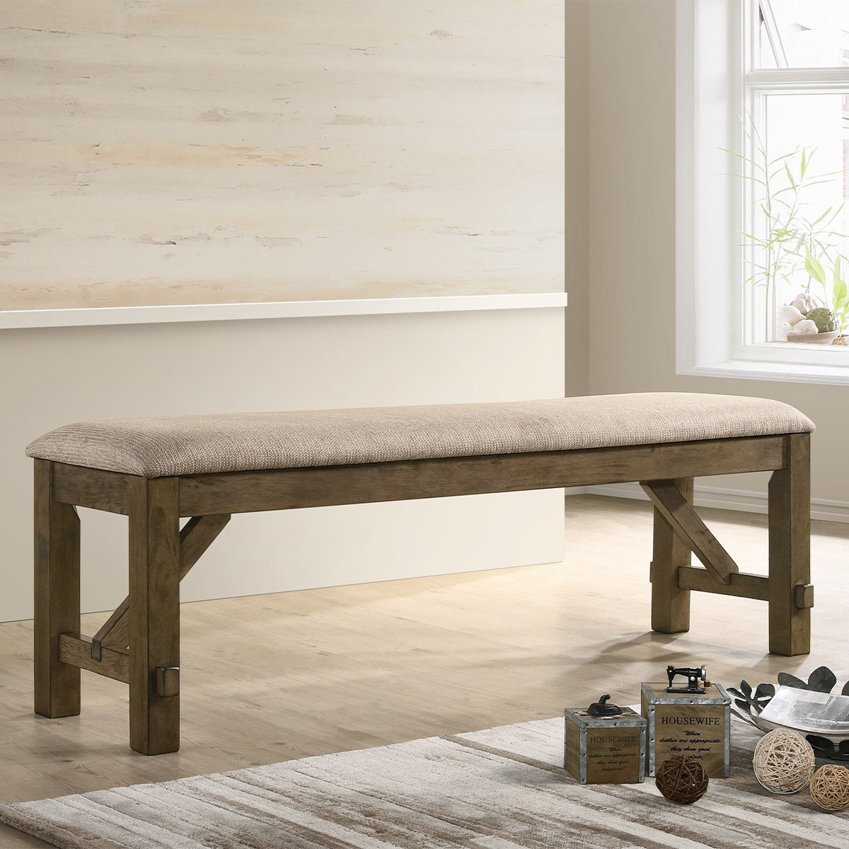 One Allium Way Brown Solid wood + Polyester Bench - Wayfair Canada