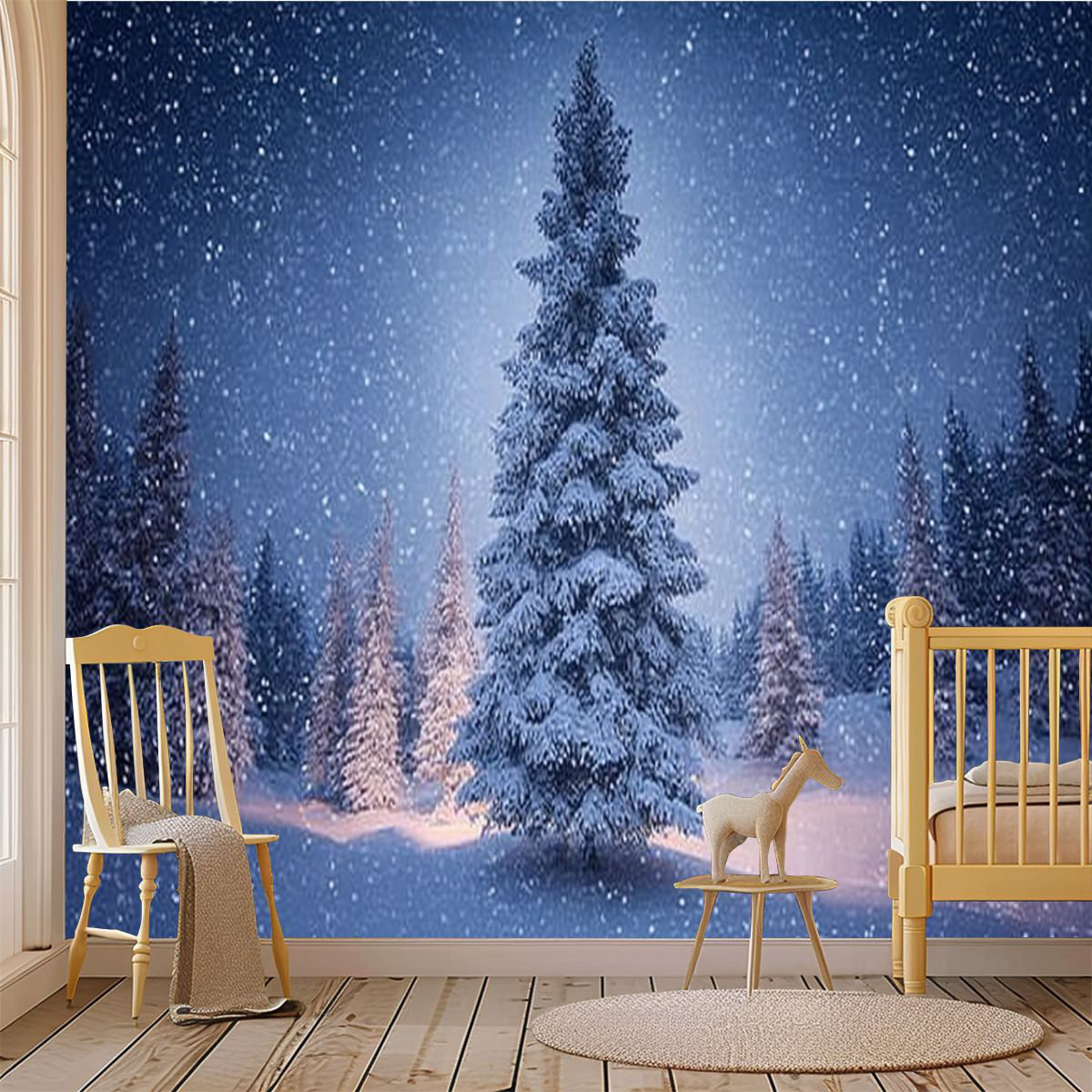 Millwood Pines Peel and Stick Wallpaper Wall Mural Winter Tree Wall Art ...
