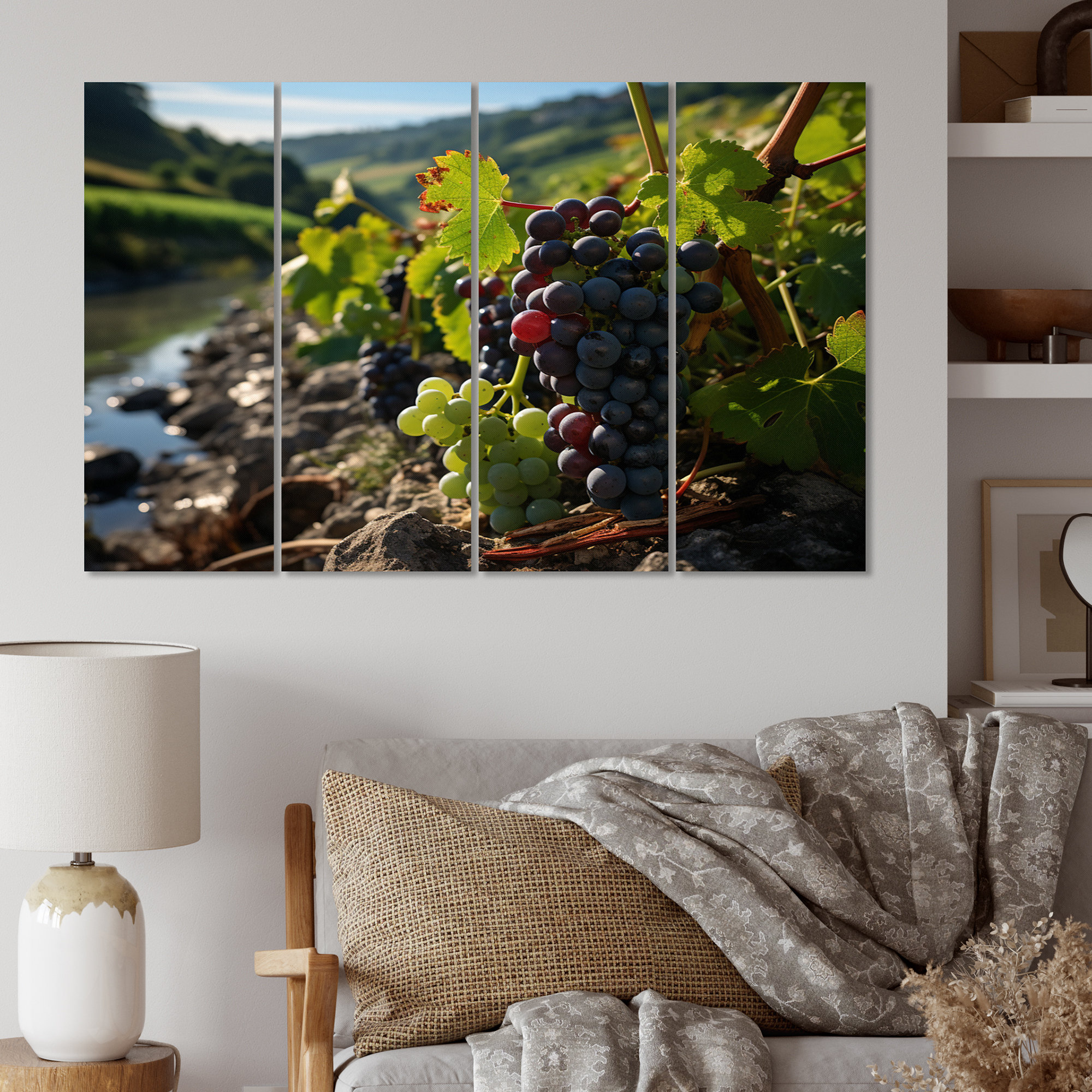 Ebern Designs Scenic Vineyard Reflections On Canvas 4 Pieces Print ...