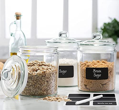 Prep & Savour Set of 3 Glass Cookie Jars Canisters with Airtight Lids ...