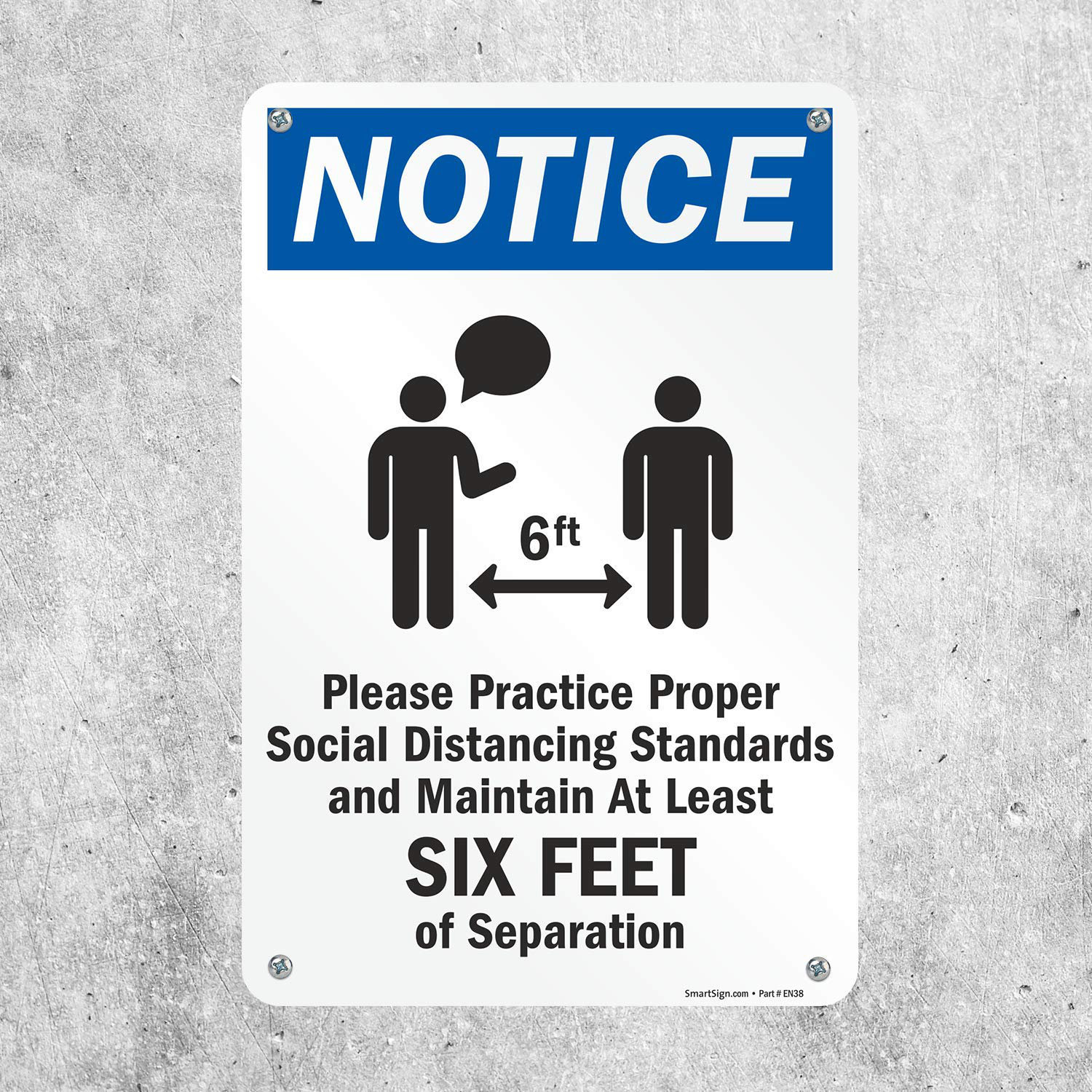 SmartSign Notice Please Practise Proper Social Distancing HDPE Plastic ...