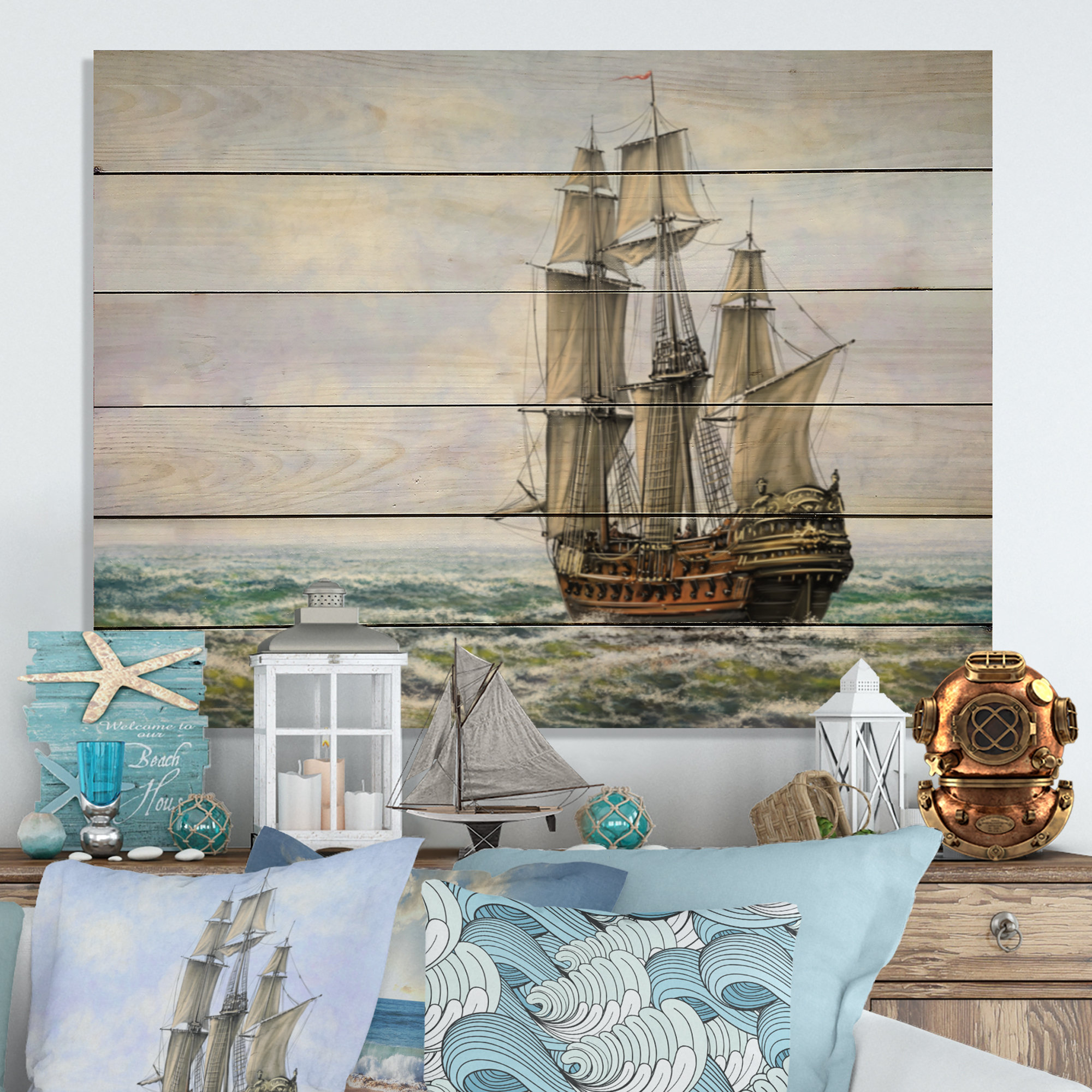 Breakwater Bay Old Naval Ship I - Nautical & Coastal Wood Wall Decor ...