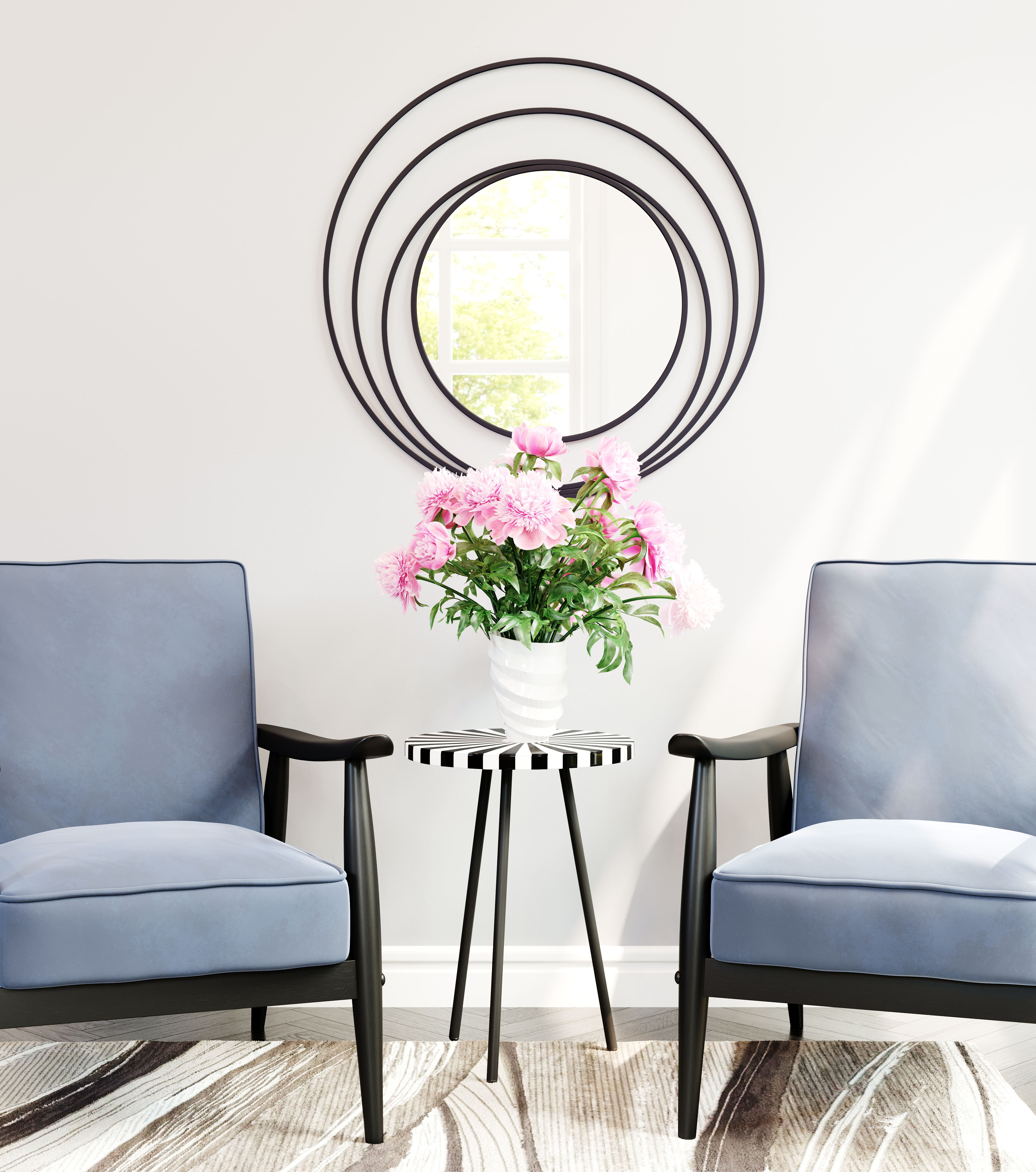 Wade Logan® Cheevers Luna Round Mirror Black | Wayfair