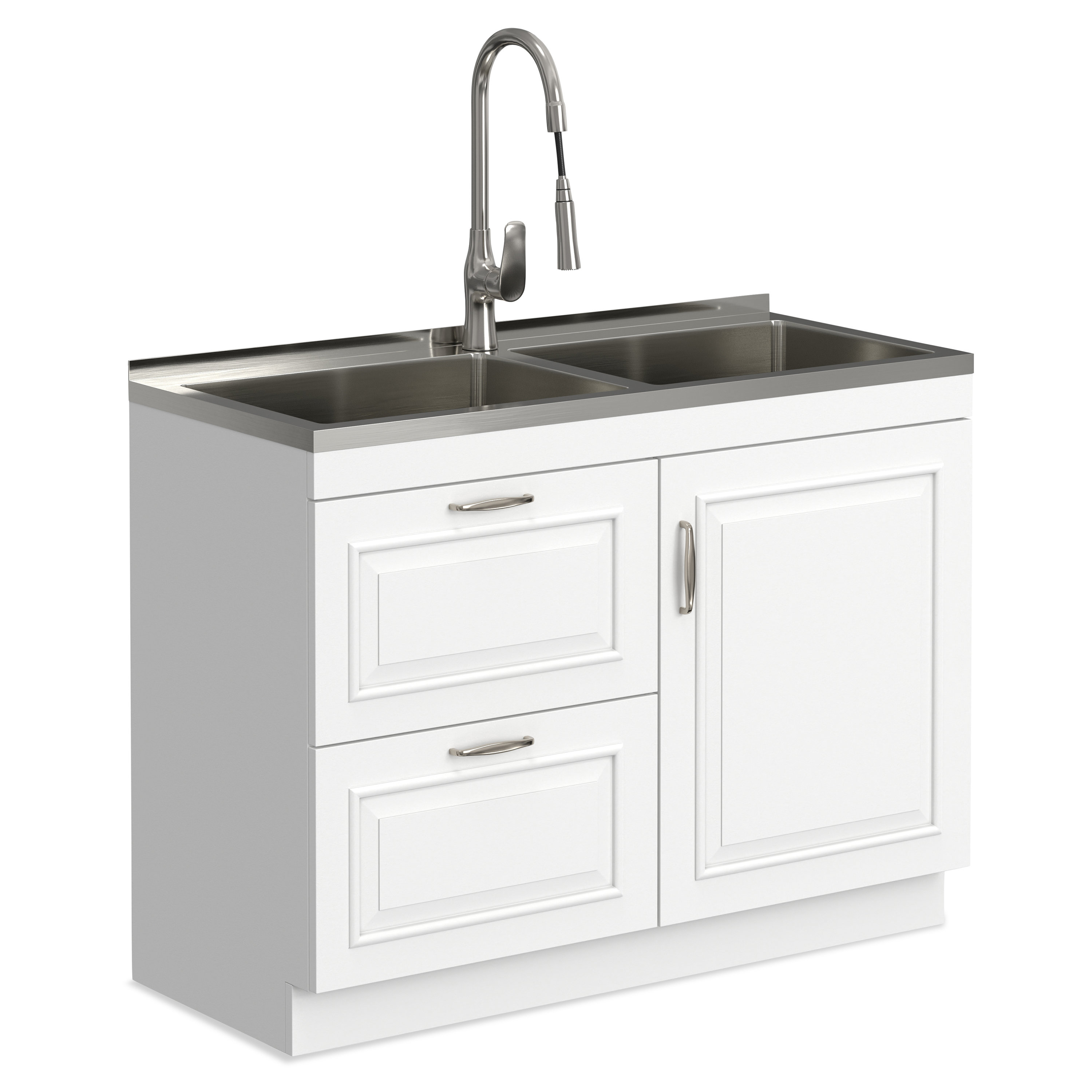 Simpli Home Darwin All-In-One 46-inch Laundry Utility Sink and Cabinet ...
