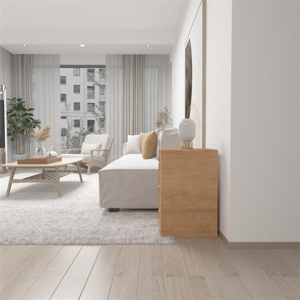 Loon Peak® Ferrina Solid Wooden Sideboard, Storage Cabinet With Drawers ...