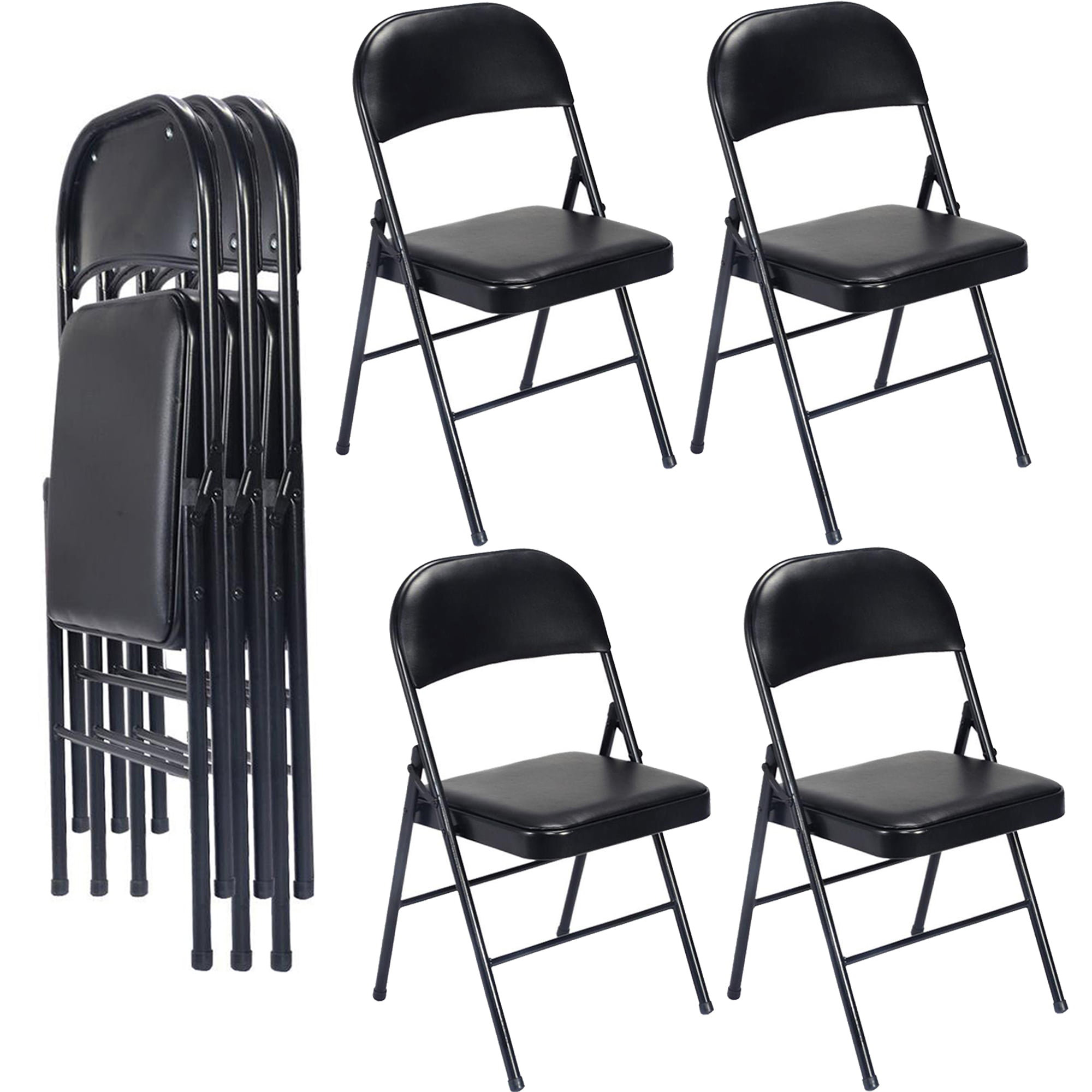 Inbox Zero Klinedinst Vinyl Padded Stackable Folding Chair Set of 4 ...