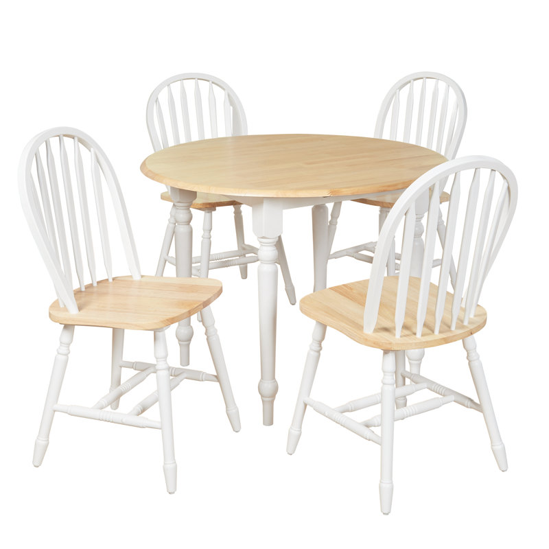 Alcott Hill® Cecelia 5 - Piece Drop Leaf Rubberwood Solid Wood Dining ...
