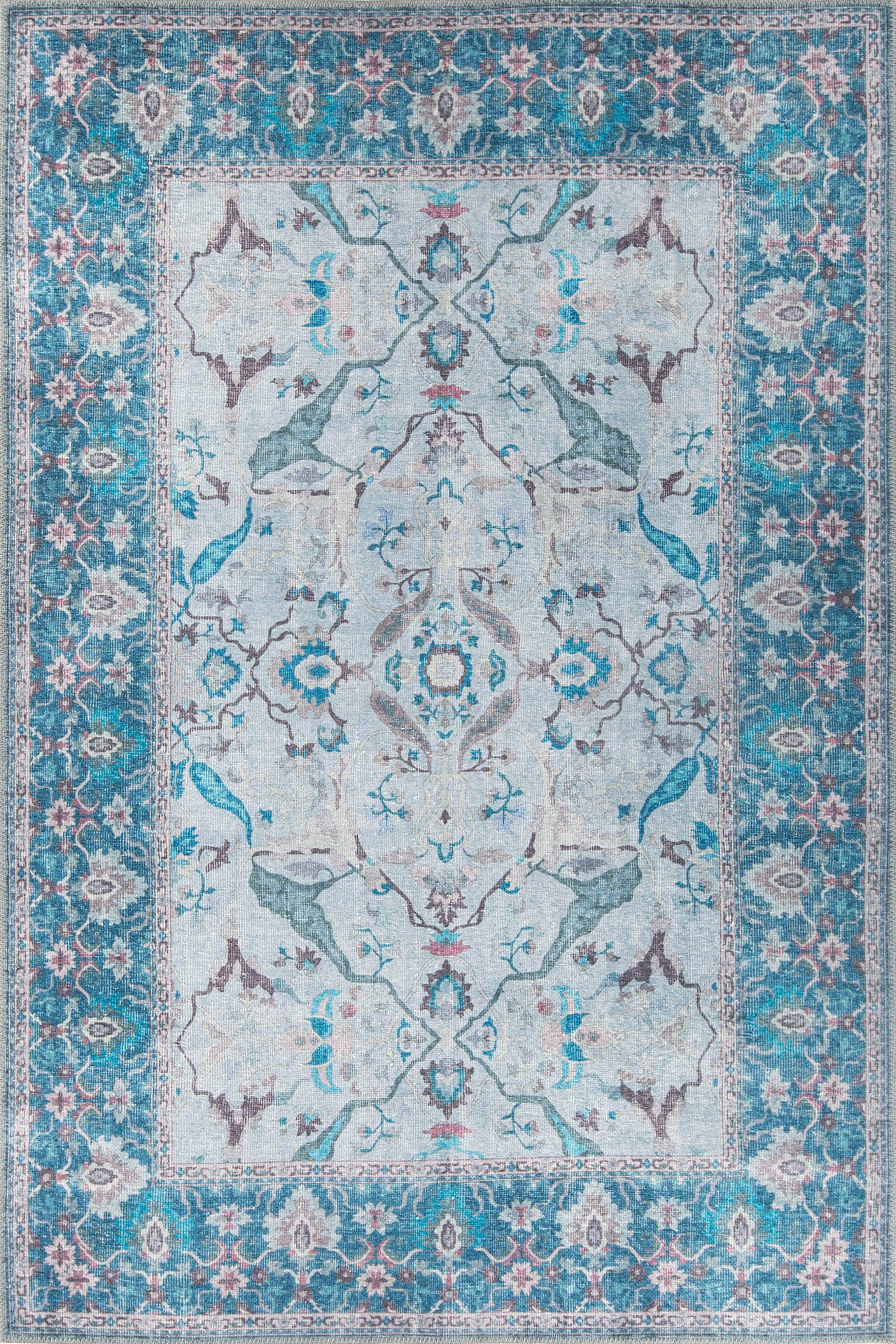 Bungalow Rose Strongsville Blue Oriental Microfiber Digital Print ...