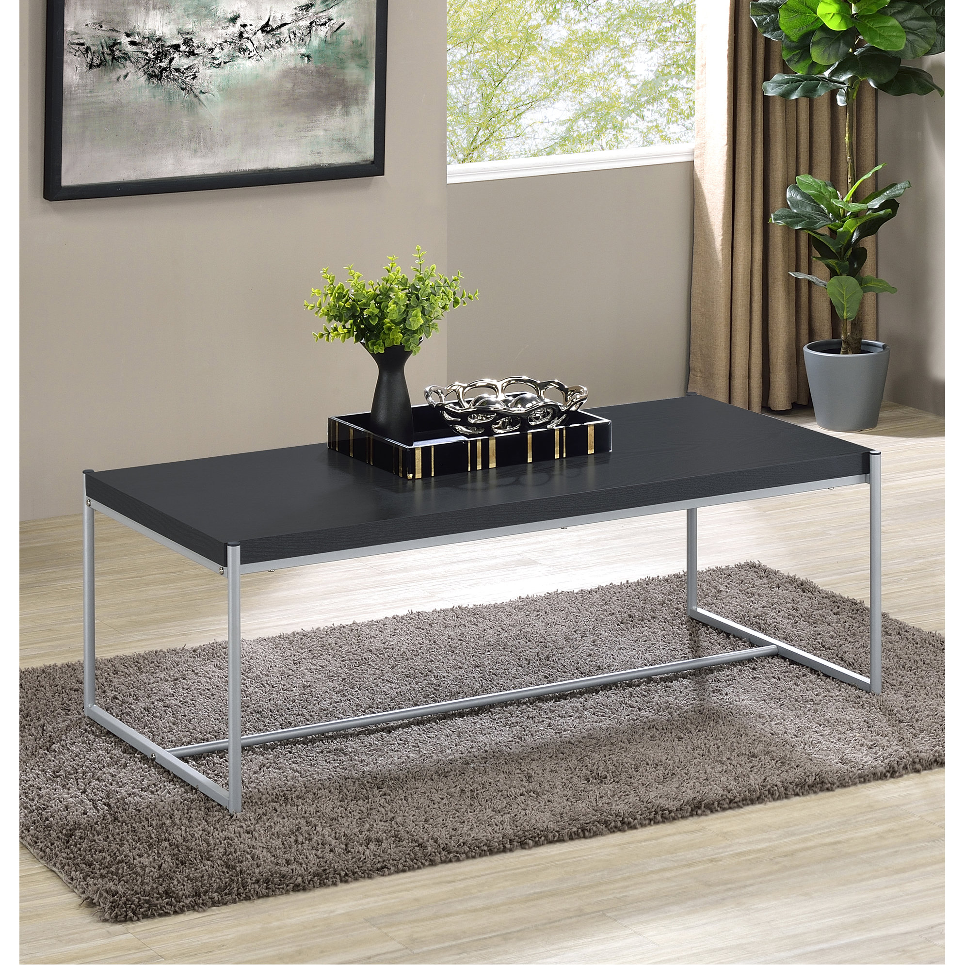 Wrought Studio 3 Black Table Ensemble - And Steel Tubular Leg ...