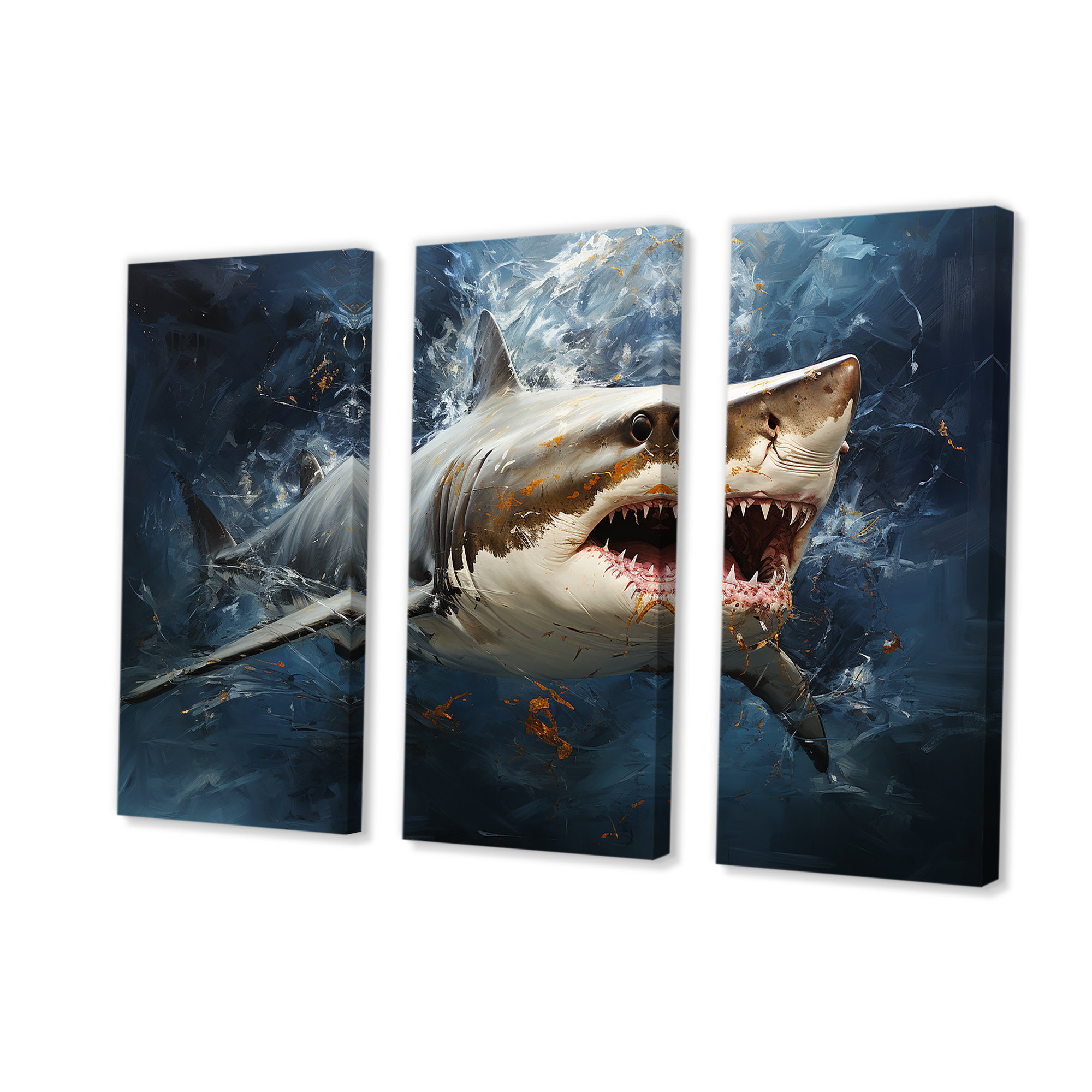 Highland Dunes Underwater Shark Attack III - Shark Wall Art - Wayfair ...