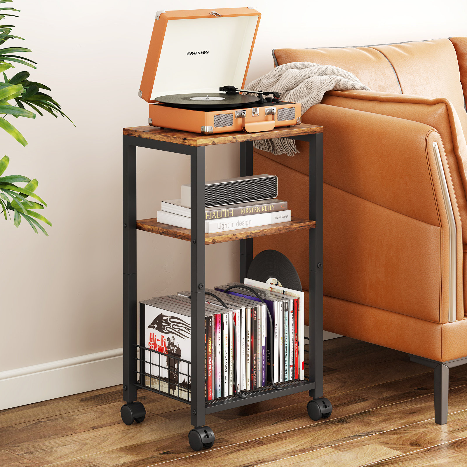 17 Stories Laibah 3 Tier Moveable Small End Table, Record Player Stand ...