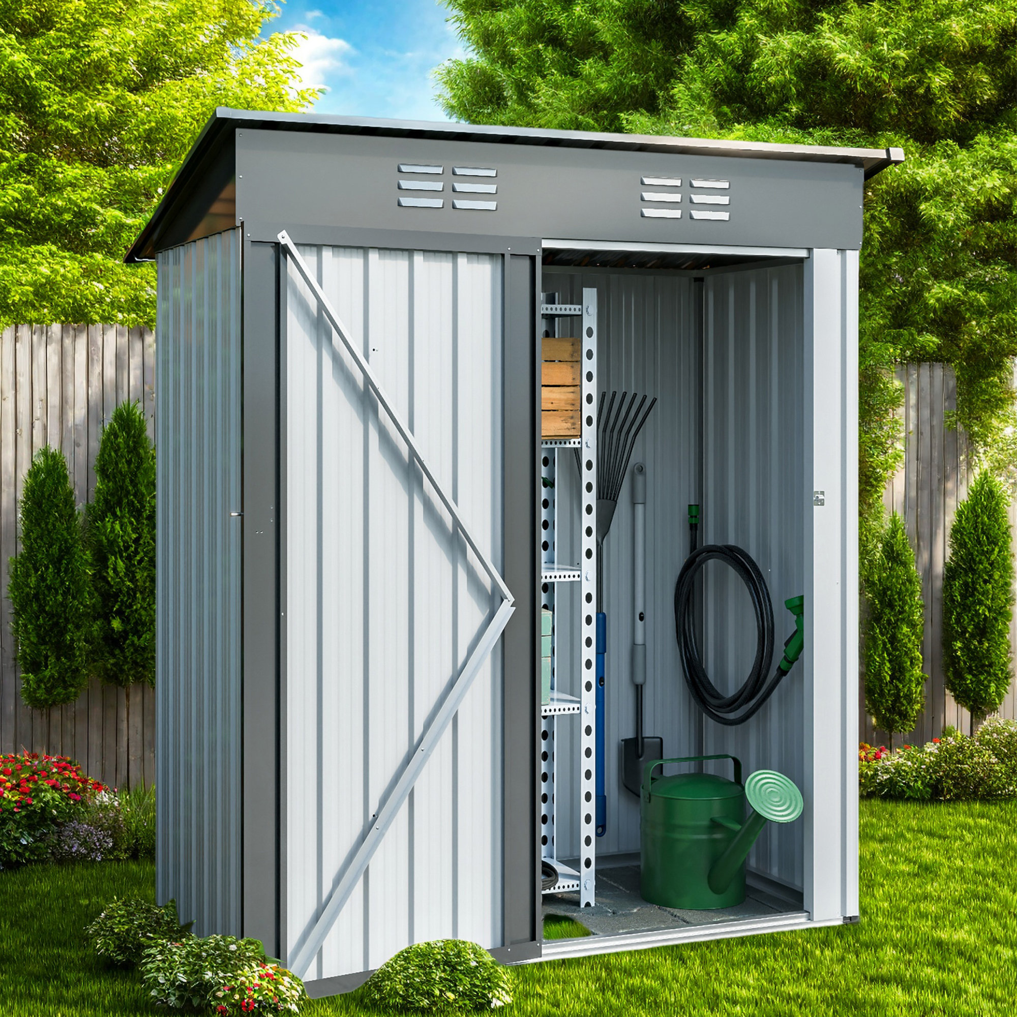 Best Robe Ever Galvanized Steel Garden Storage Shed – 5 X 3 Ft Tool ...