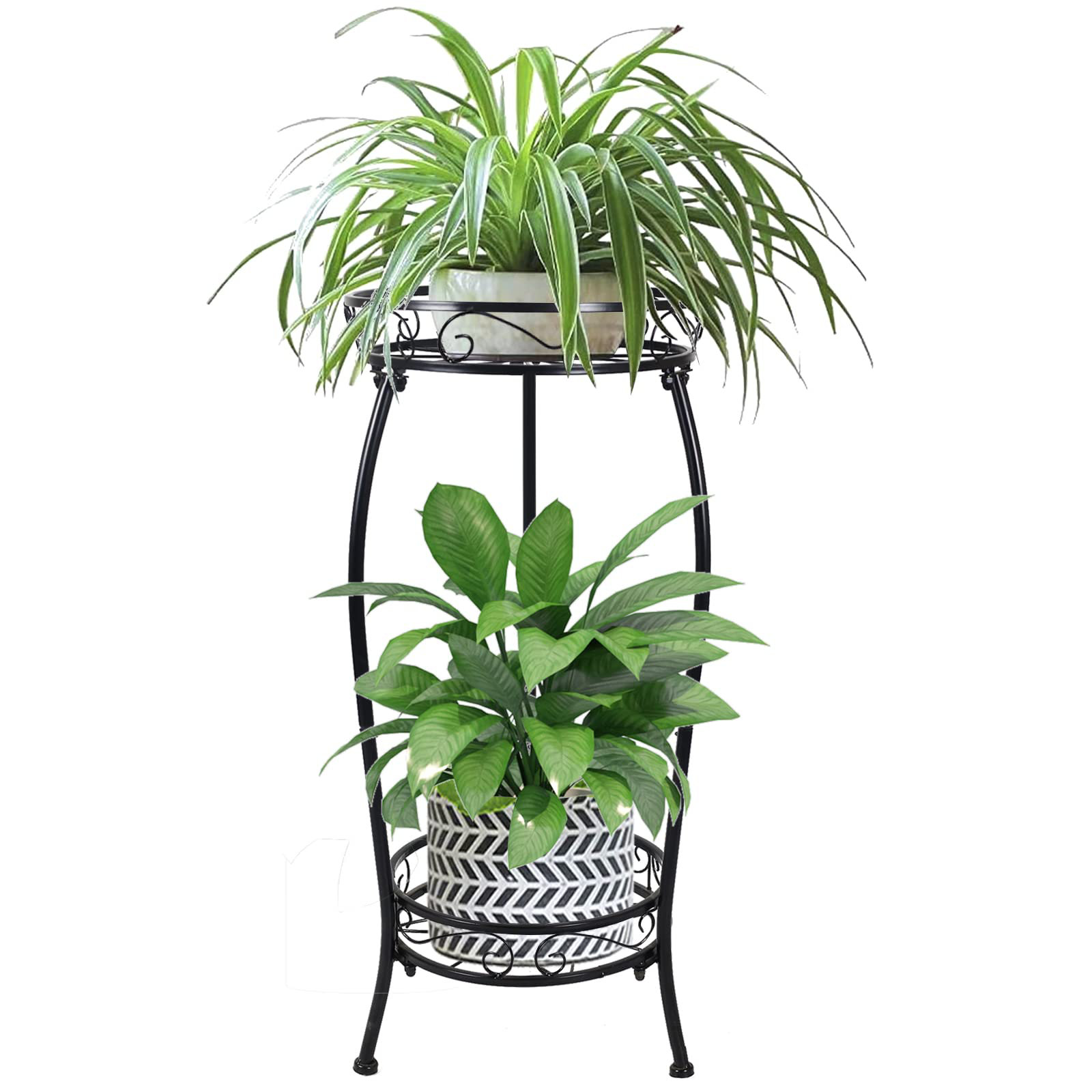 Canora Grey Plant Stand Indoor Outdoor 2 Tier 27" Tall Metal Potted ...