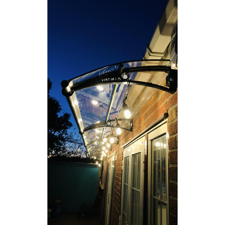 CANOFIX 2.5m Width x 1.5m Depth Door Canopy Black-Bracket Clear-Sheet ...