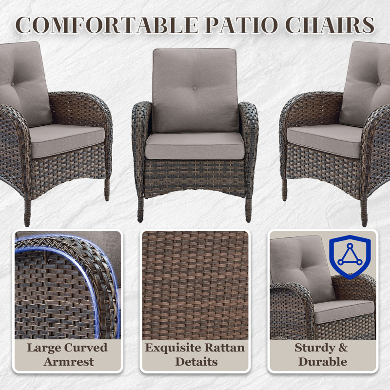 Lark Manor™ Braxleigh Outdoor Patio Wicker Chair With Cushions (2-Pack ...