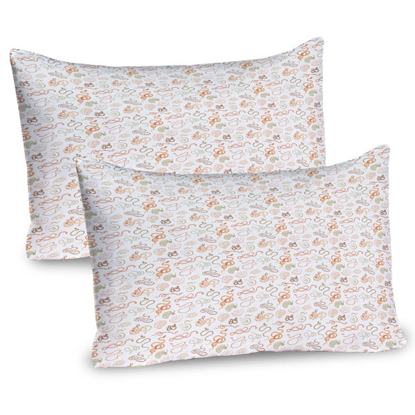 Ambesonne Snake Pillow Sham 2 Pack Pastel Colored Reptiles Motif 26"x20 ...