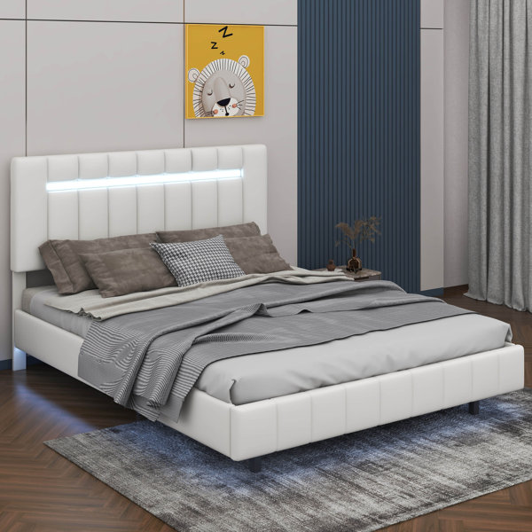 Ivy Bronx Kedarrius Floating Bed Frame with LED Lights and USB Charging ...