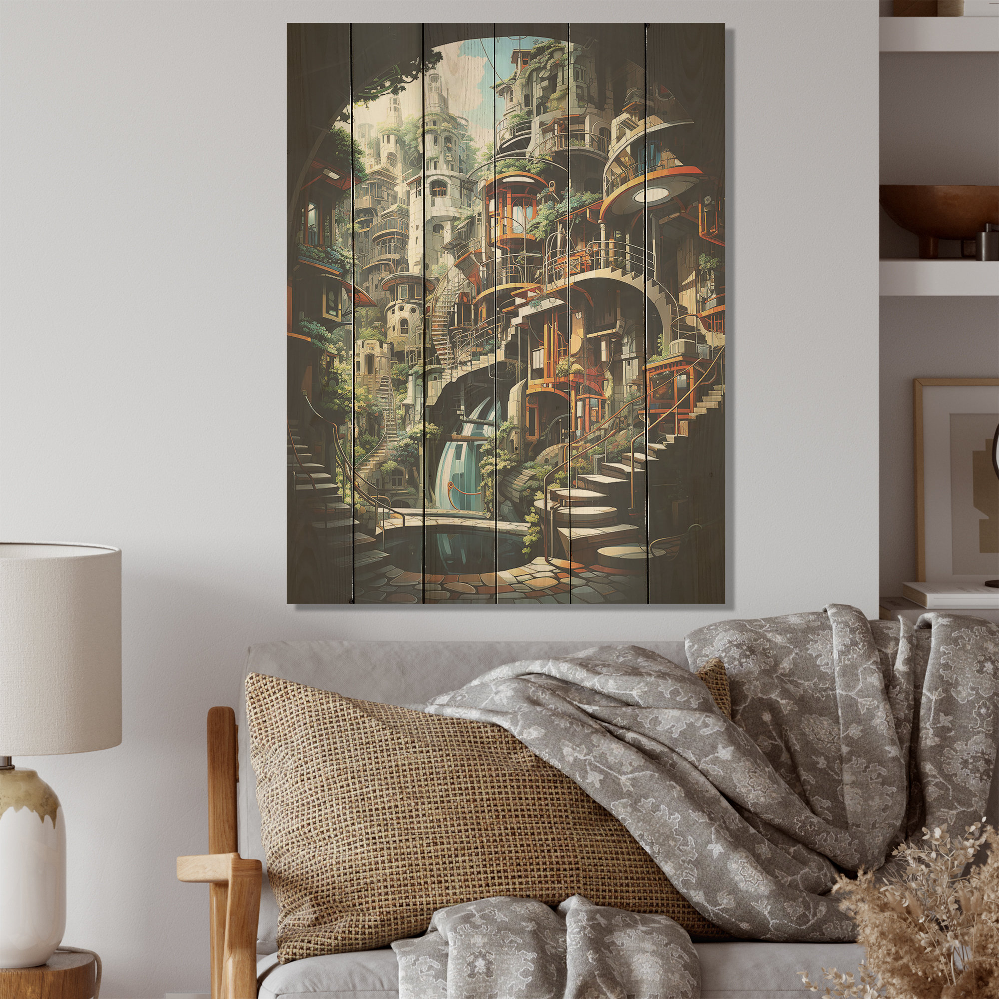 Ophelia & Co. Animation Futurist City - City Fantasy Wood Wall Art On ...