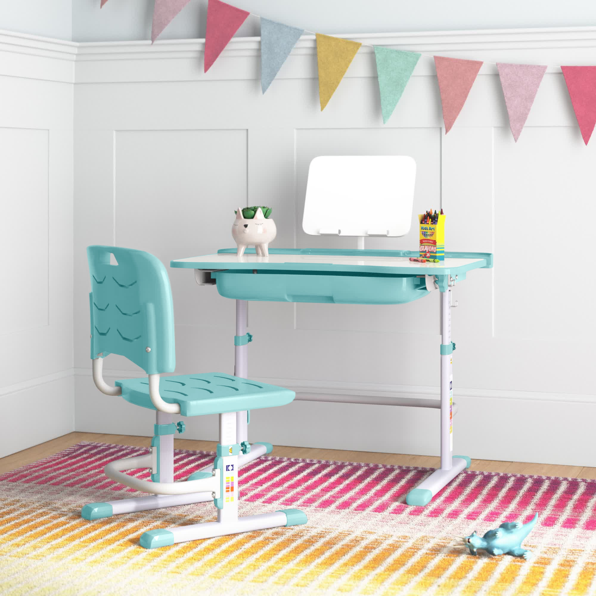 Viv + Rae Modern Kids Desk Can Tilt Children Learning Table And Chair ...