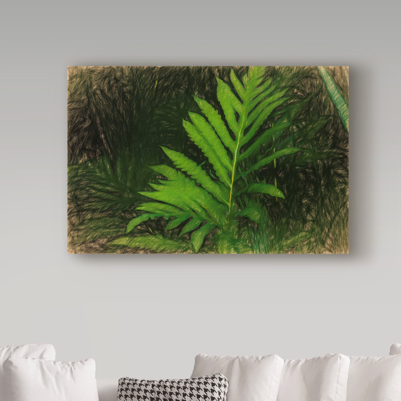 Trademark Fine Art 'Liquid Pencil Drawing Green Ferns' Vintage ...