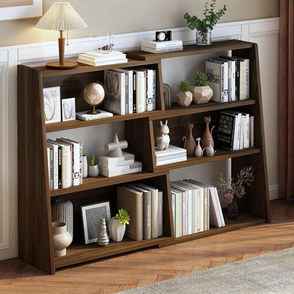 Latitude Run® Wooden Extendable Shelf Bookcase - 3-Tier Ladder Low ...