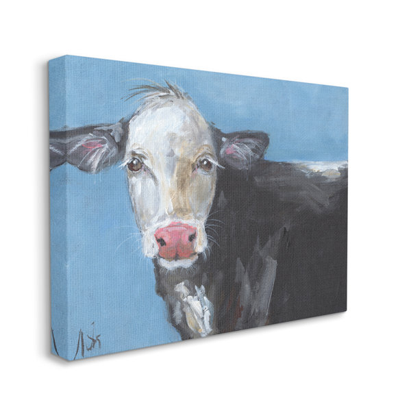 Stupell Industries Au-864-Canvas " Farmhouse Dairy Cow Blue " by Molly ...