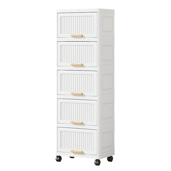 Kozart 15.75" Side Wide 5-Layers Flip Open Storage Box With Wheels ...